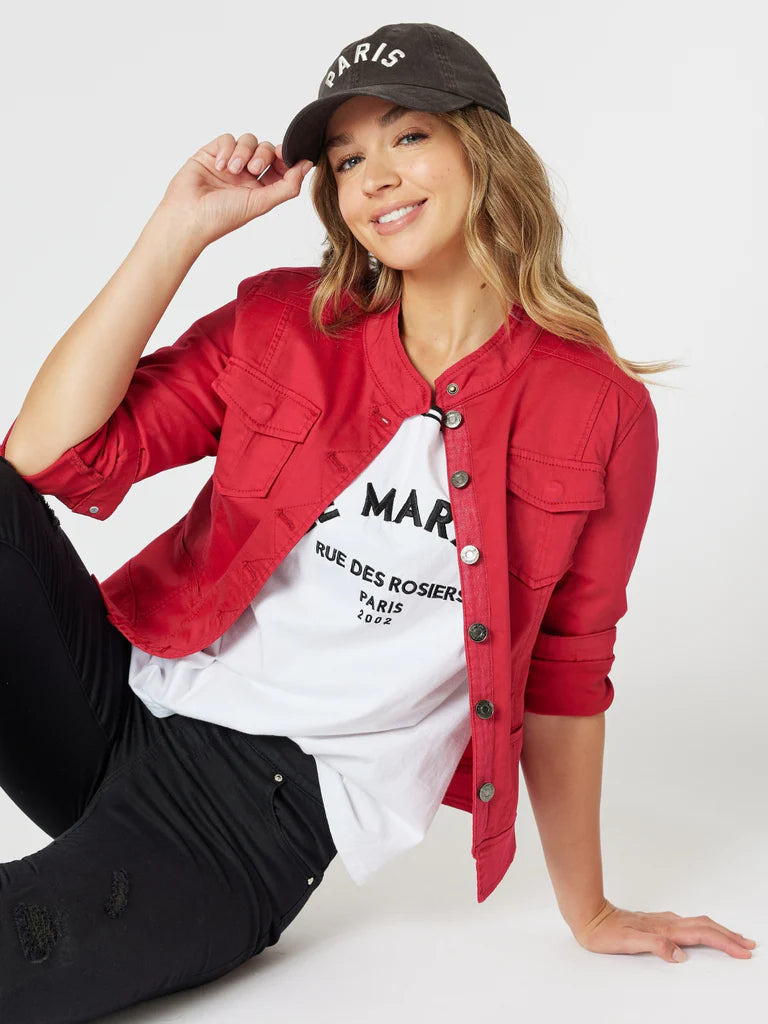 Maggie Denim Jacket - Red– Oh So Pretty NZ