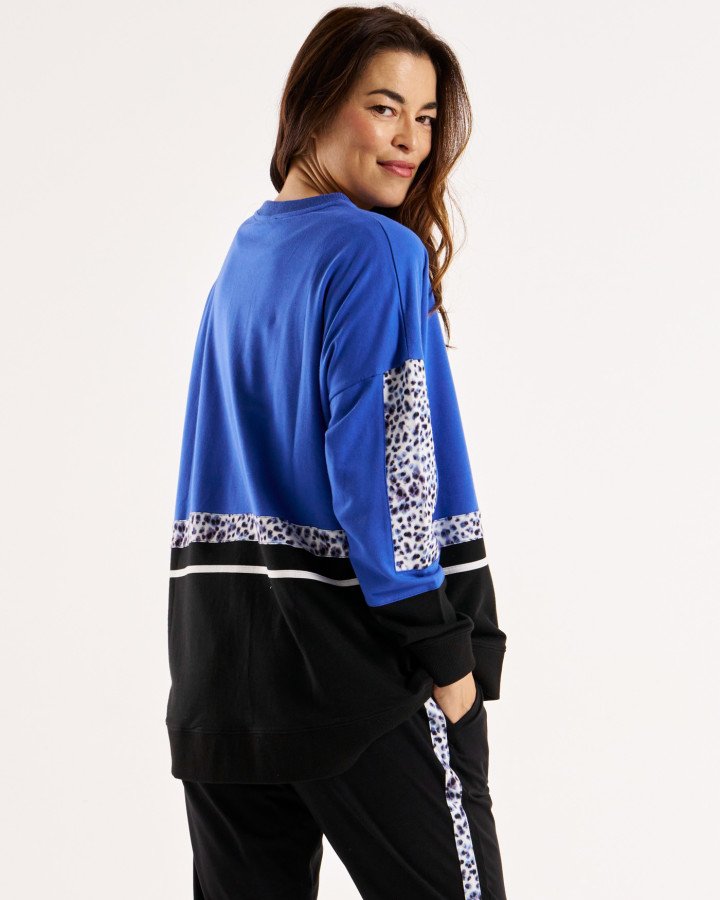 Emmaline Spliced Jumper - Blue Leopard Splice– Oh So Pretty NZ