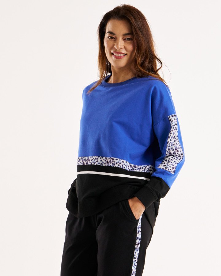 Emmaline Spliced Jumper - Blue Leopard Splice– Oh So Pretty NZ