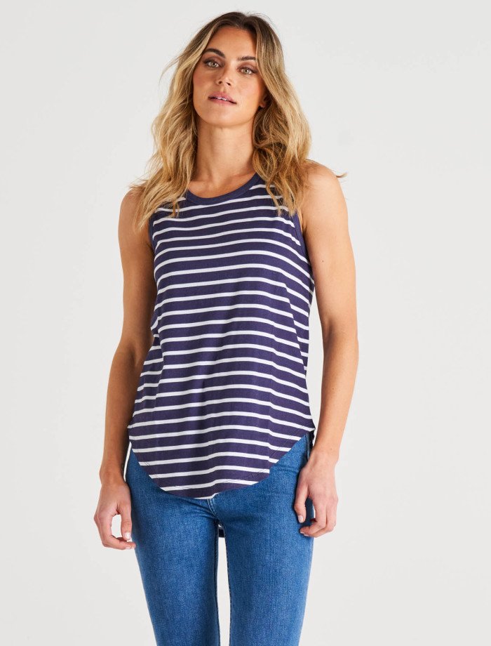 Keira Tank - Dark Blue Stripe– Oh So Pretty NZ